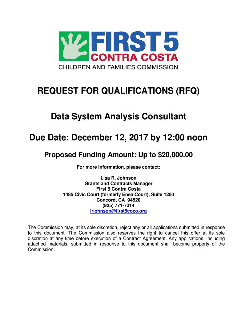 Fillable Online REQUEST FOR QUALIFICATIONS (RFQ) Data System Analysis ...
