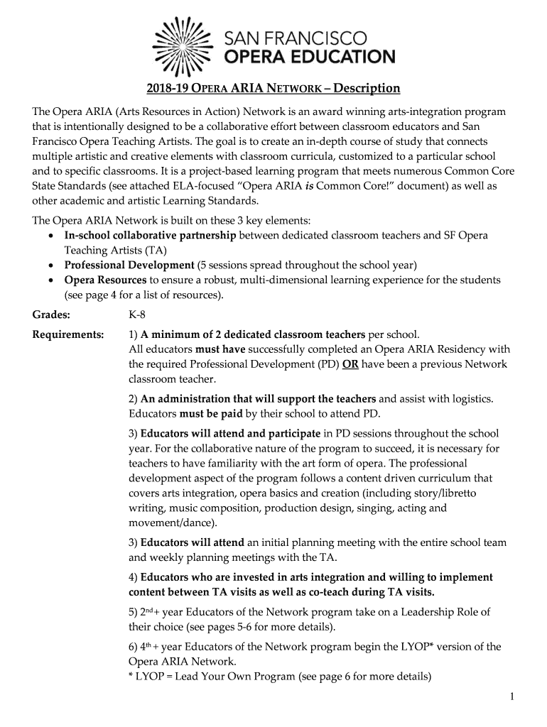 Fillable Online ARIA Network Program - SF Opera Fax Email Print - pdfFiller