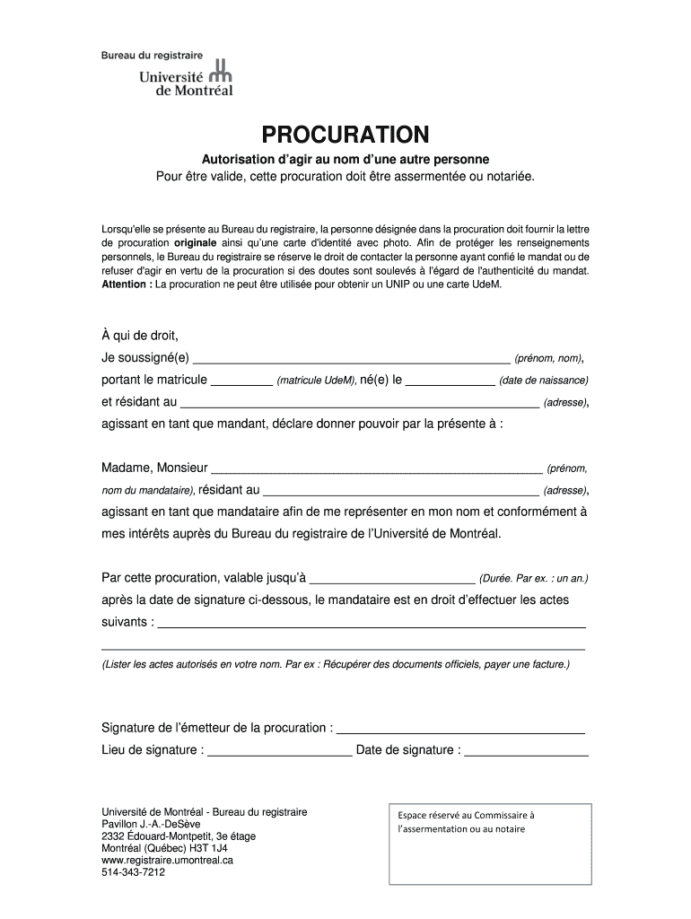 Modèle Mandat écrit Sous Forme De Procuration Remplir En Ligne