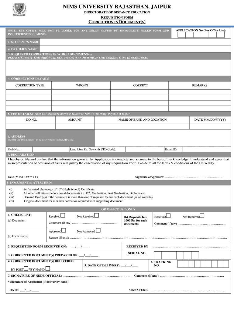 Fillable Online nims university rajasthan, jaipur - NIMS University ...