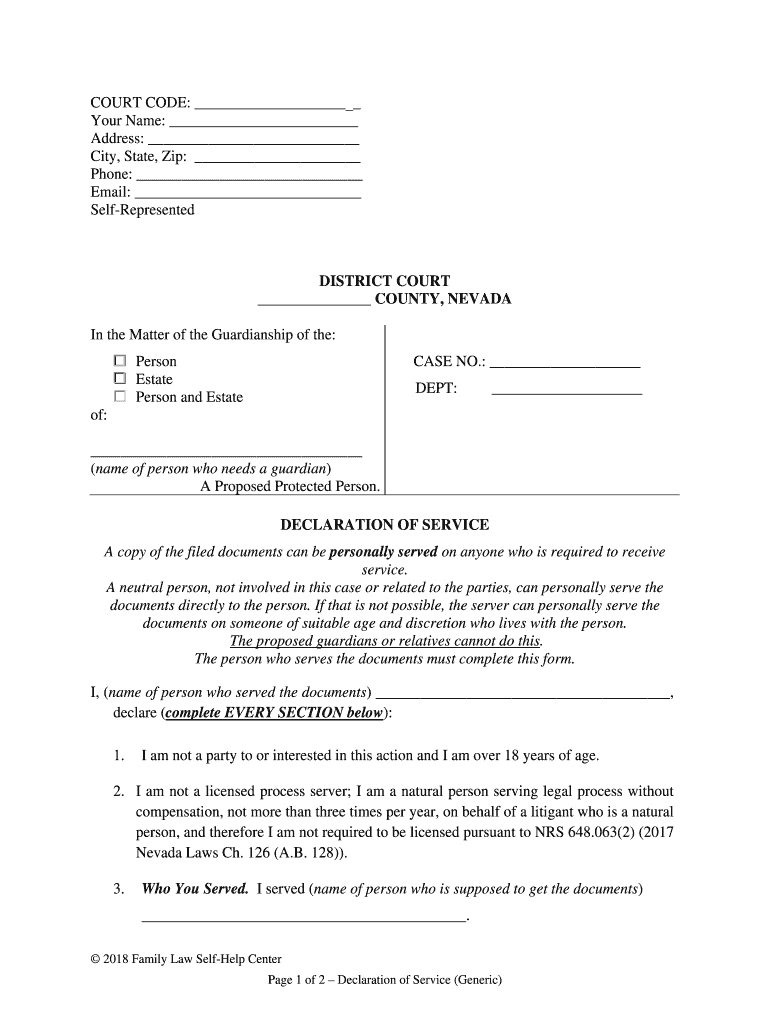 Fillable Online Declaration of Service (pdf fillable) Fax Email Print ...