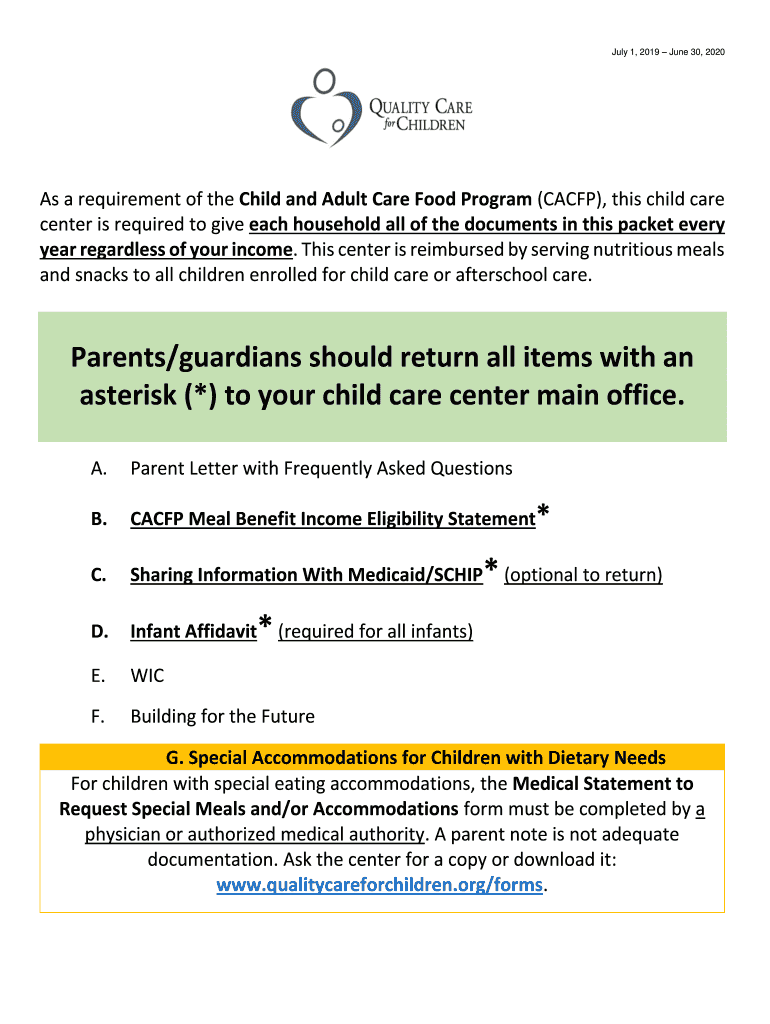 Fillable Online As a requirement of the Child and Adult Care Food ...