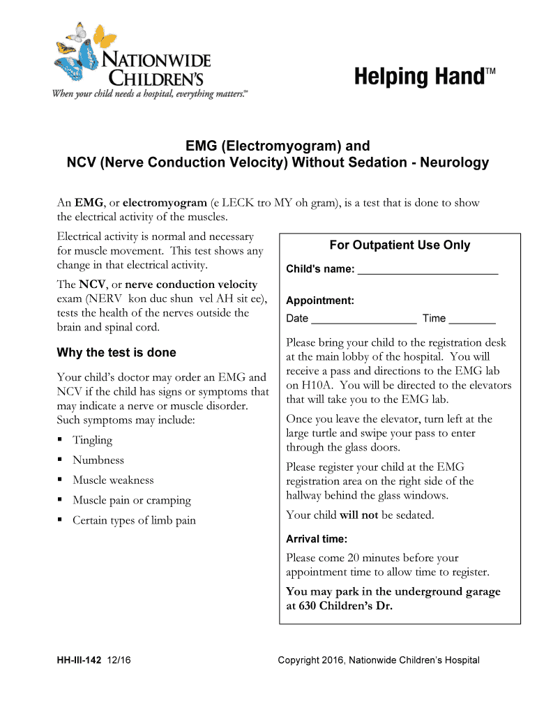 Fillable Online HH-III-142 EMG (Electromyogram) and NCV (Nerve ...