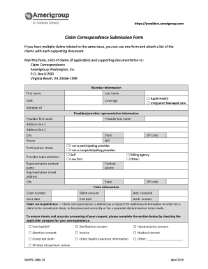 Fillable Online Claim Correspondence Submission Form Fax Email Print - pdfFiller