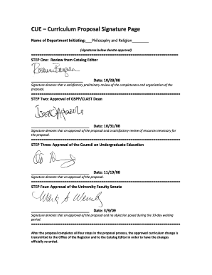 Fillable Online CUE Curriculum Proposal Signature Page - gallaudet.edu ...