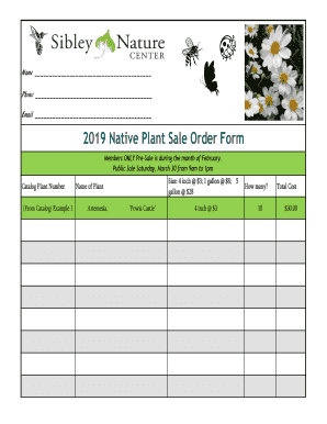 Plant Order Form Templates | pdfFiller