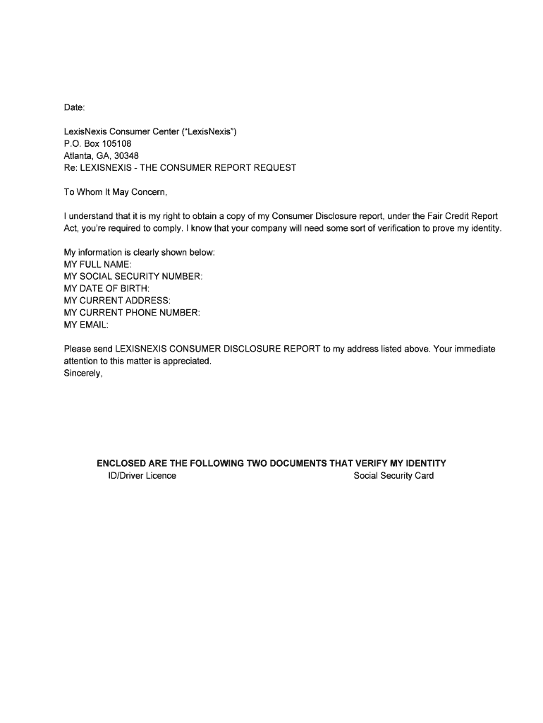 Lexisnexis Dispute Letter Template