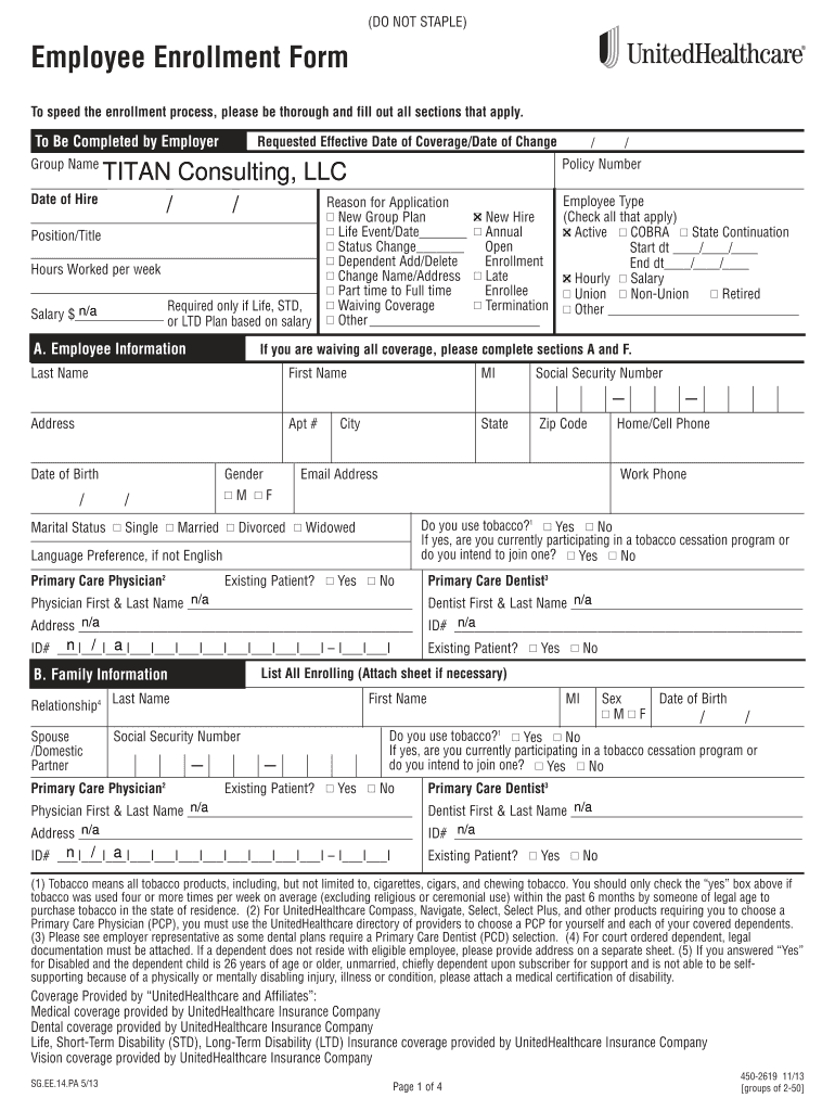Fillable Online Employee Enrollment Form - IFHS Fax Email Print - pdfFiller