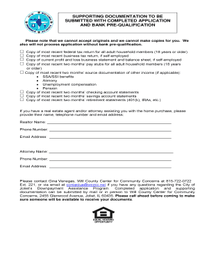 Fillable Online supporting documentation to be submitted with completed ...