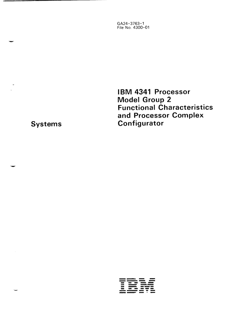 Fillable Online IBM 4341 Processor Model Group 2 Functional ...