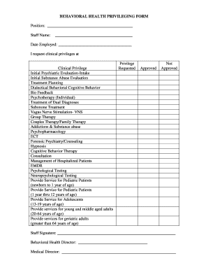 Fillable Online BEHAVIORAL HEALTH PRIVILEGING FORM Fax Email Print ...