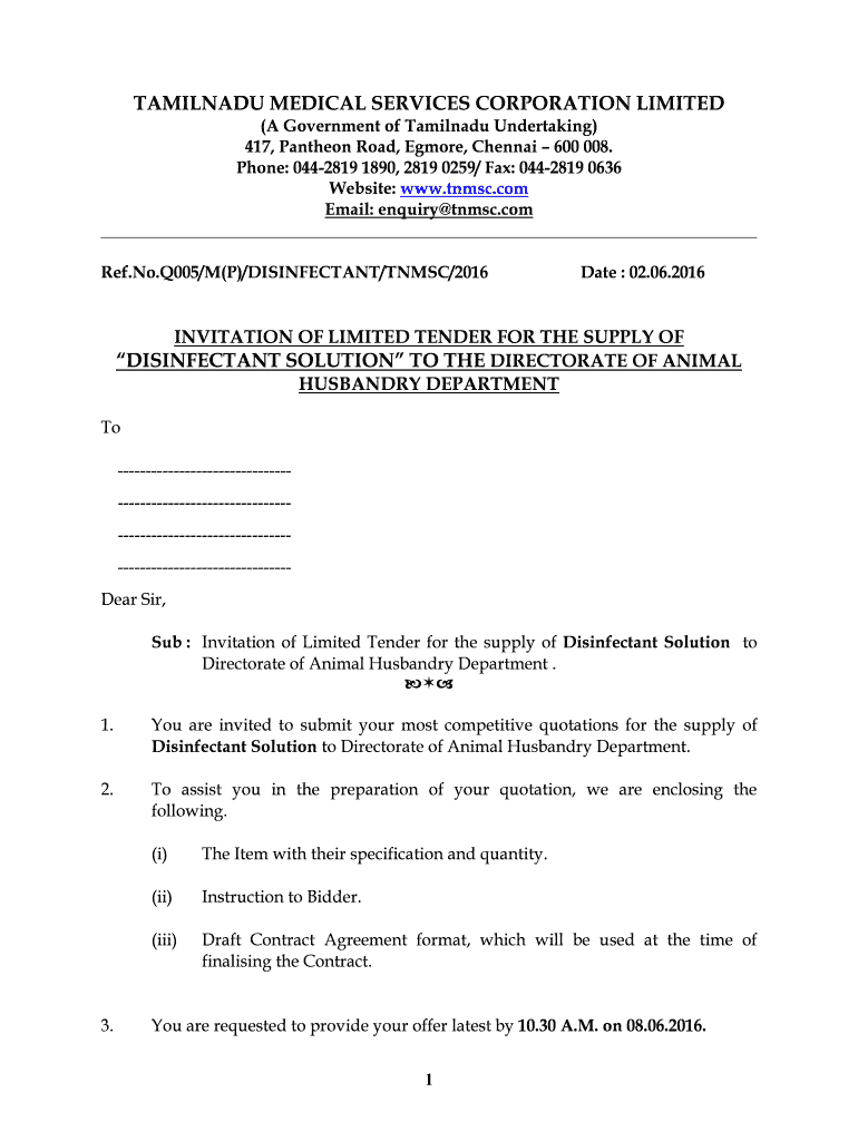 Fillable Online tamilnadu medical services corporation limited - tnmsc ...
