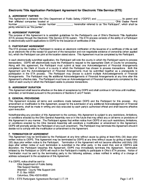Fillable Online Electronic Title Application Participant Agreement ...