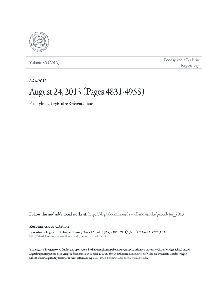 Fillable Online digitalcommons law villanova PA Bulletin, Volume 49, No ...