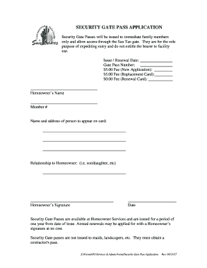 Fillable Online SECURITY GATE PASS APPLICATION - Cottonwood Palo Verde ...