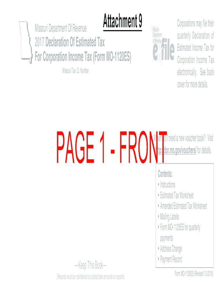 Fillable Online MO-1120ES Declaration of Estimated Tax for Corporation ...