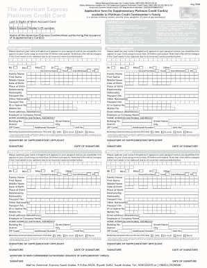Fillable Online The American Express CardAmerican Express Saudi Arabia ...