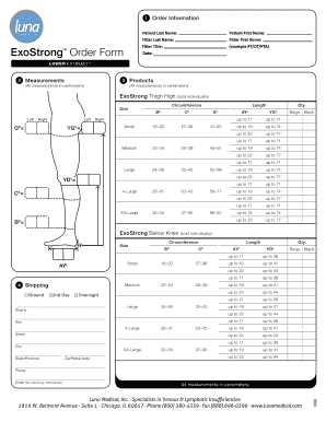 Fillable Online Date: ExoStrong Exo Lower Extremity Measuring and Order ...