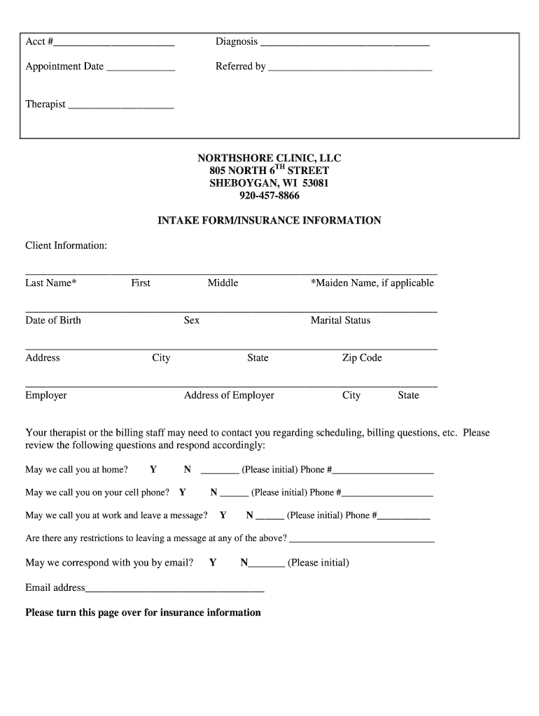 Fillable Online RESTORE BEHAVIORAL HEALTH, PLLC CLIENT INTAKE FORM Fax ...