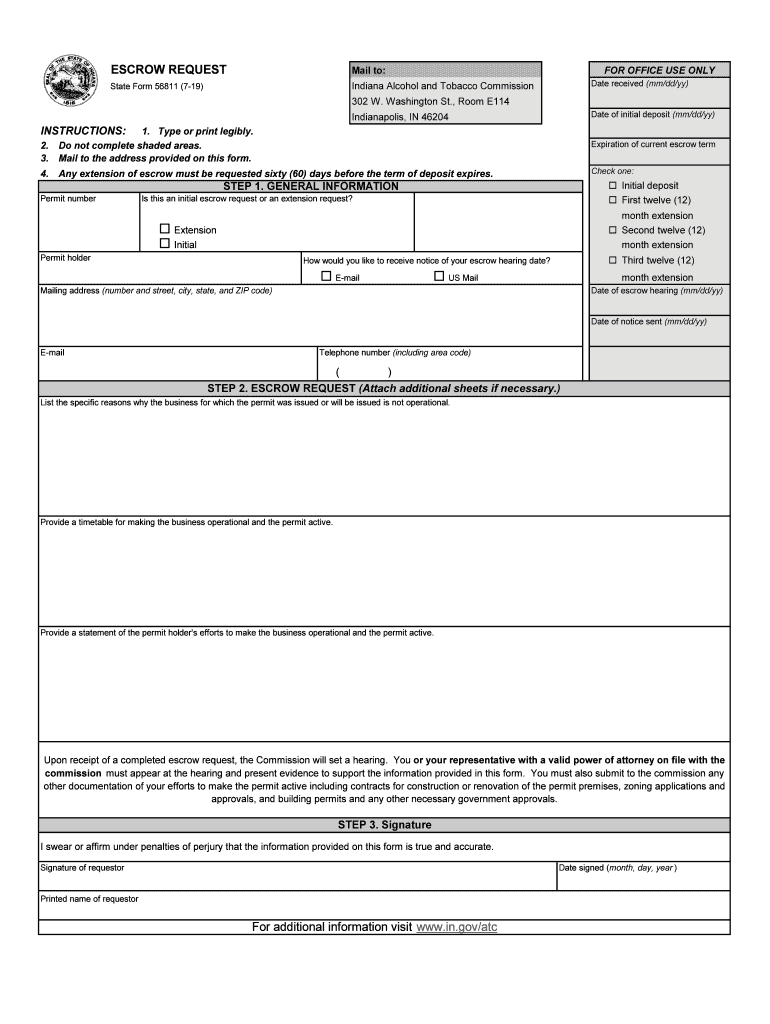 Fillable Online forms in ESCROW REQUEST For additional information ...