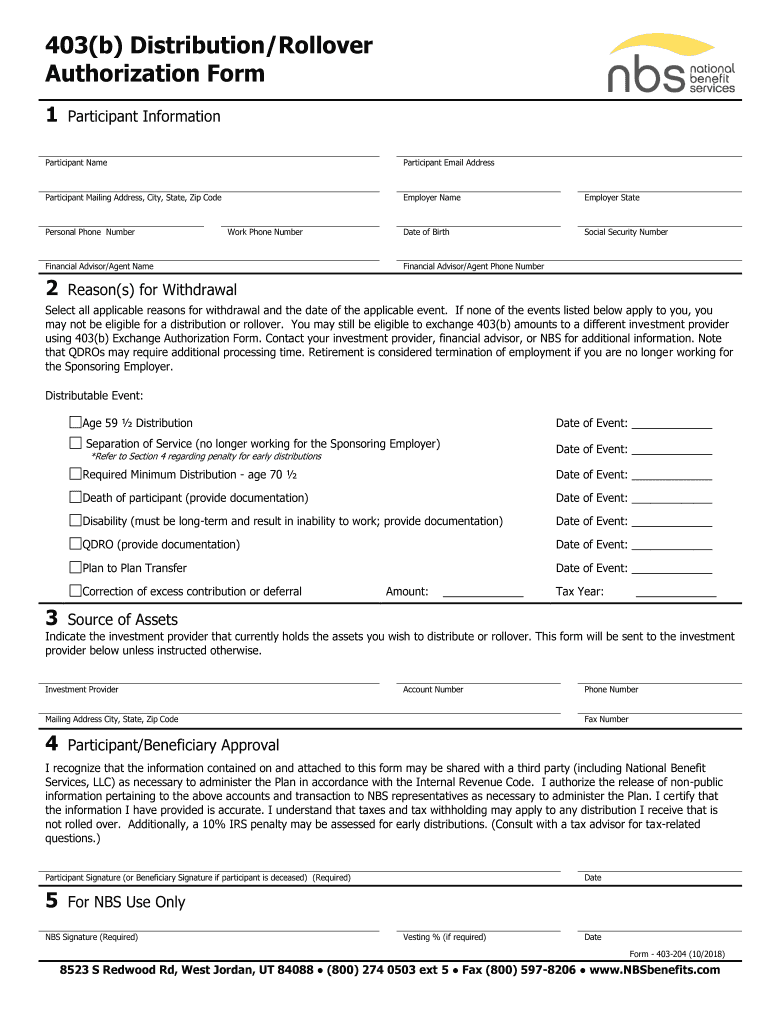 Fillable Online State of Hawaii DOE 403(b) Distribution/Rollover ...