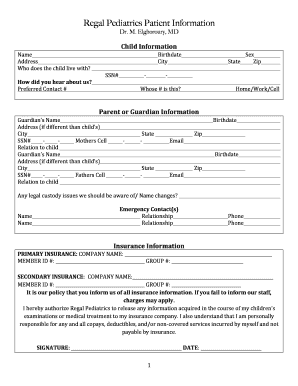 Fillable Online Pediatric New PT Form packet.docx Fax Email Print ...