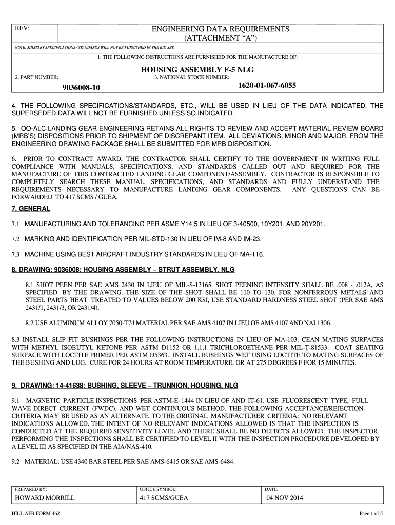 Fillable Online pklunx hill af rev: engineering data requirements ...