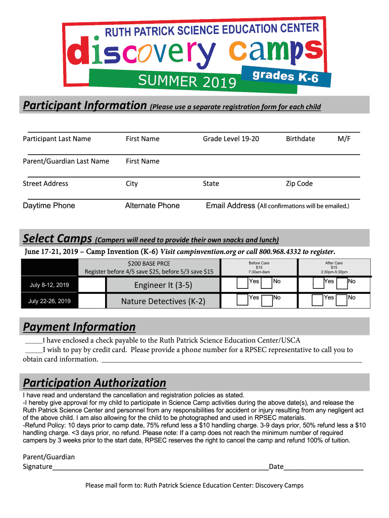 Fillable Online rpsec usca Participant Information - rpsec.usca.edu Fax Email Print - pdfFiller