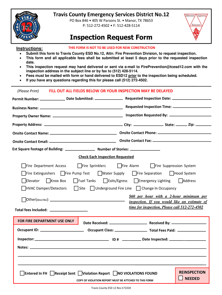 Fillable Online Emergency Services Districts - Travis County Fax Email ...