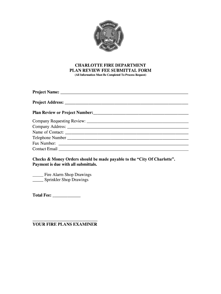 Fillable Online Fire Department Plan Review Application - City of ...
