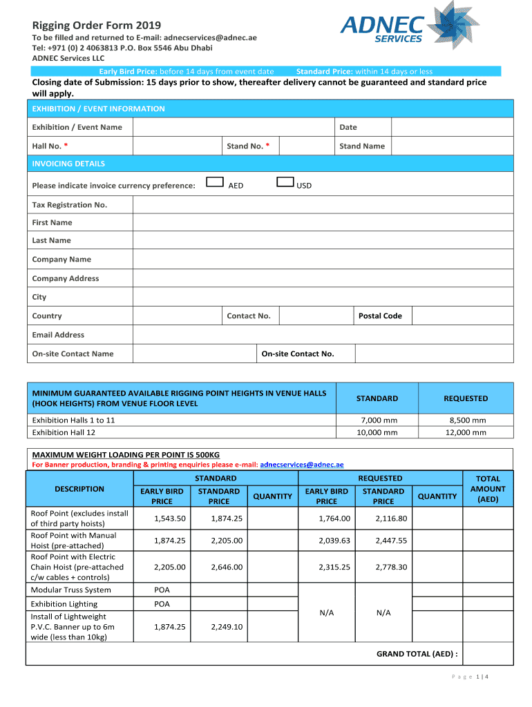 Fillable Online rigging order form 2018 - National Service Career Fair 2018 Fax Email Print ...