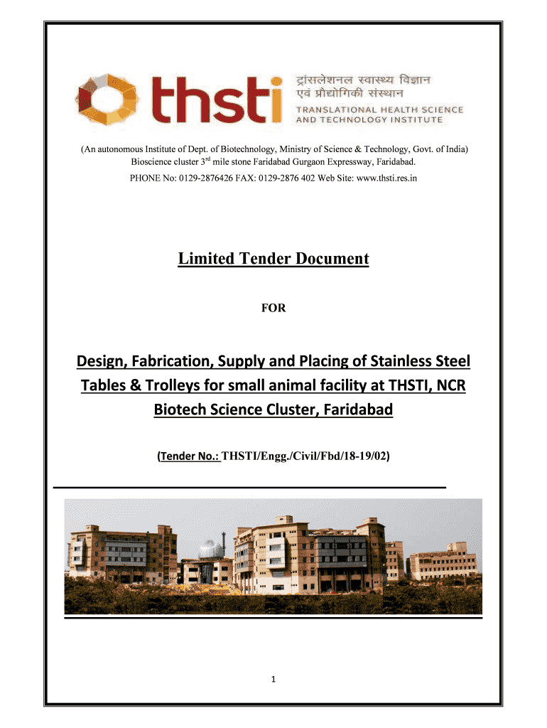 Fillable Online Limited Tender Document Design, Fabrication, Supply and ...