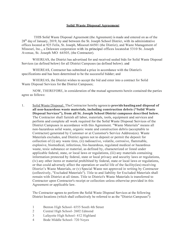 Fillable Online esbpublic sjsd k12 mo THIS Solid Waste Disposal ...