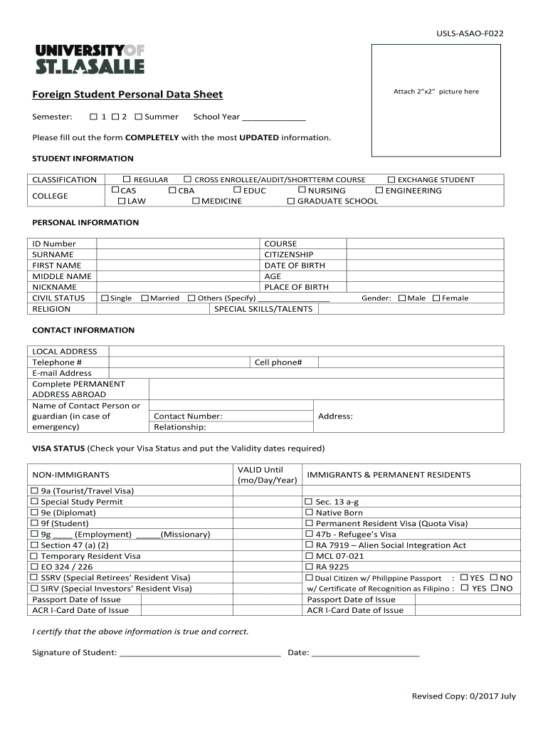 Fillable Online How to Make a Personal Data Sheet (with Sample Data ...