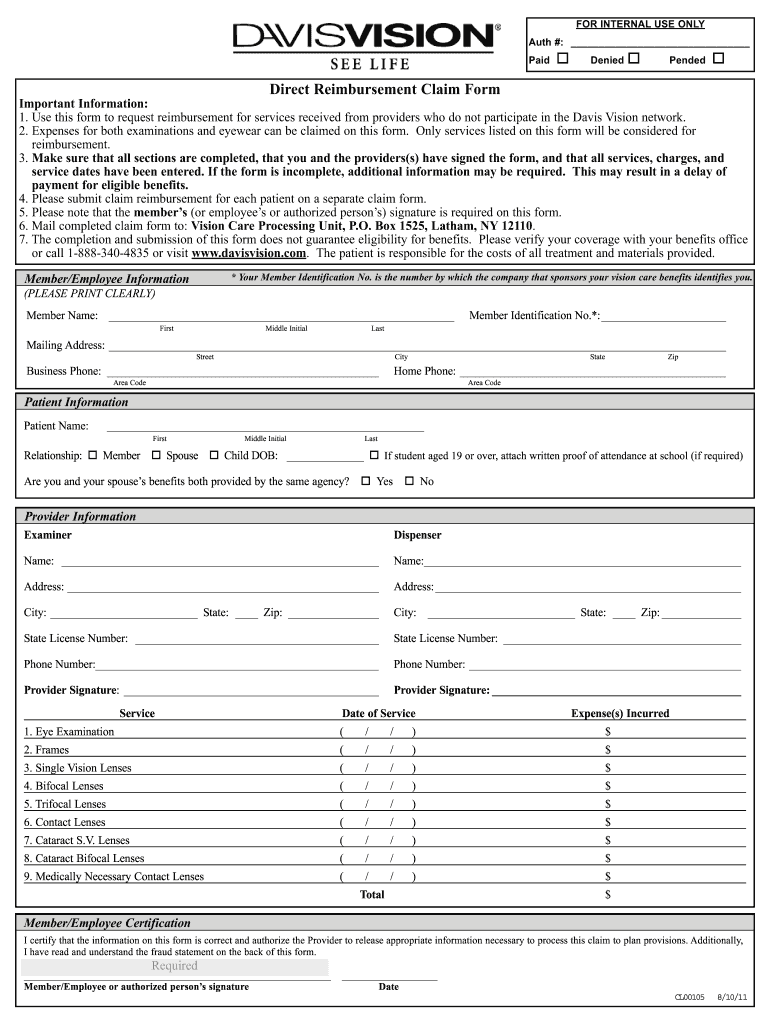 Fillable Online Fillable Online cvw1.davisvision.com - /forms/4349/ Fax Email Print ... Fax ...