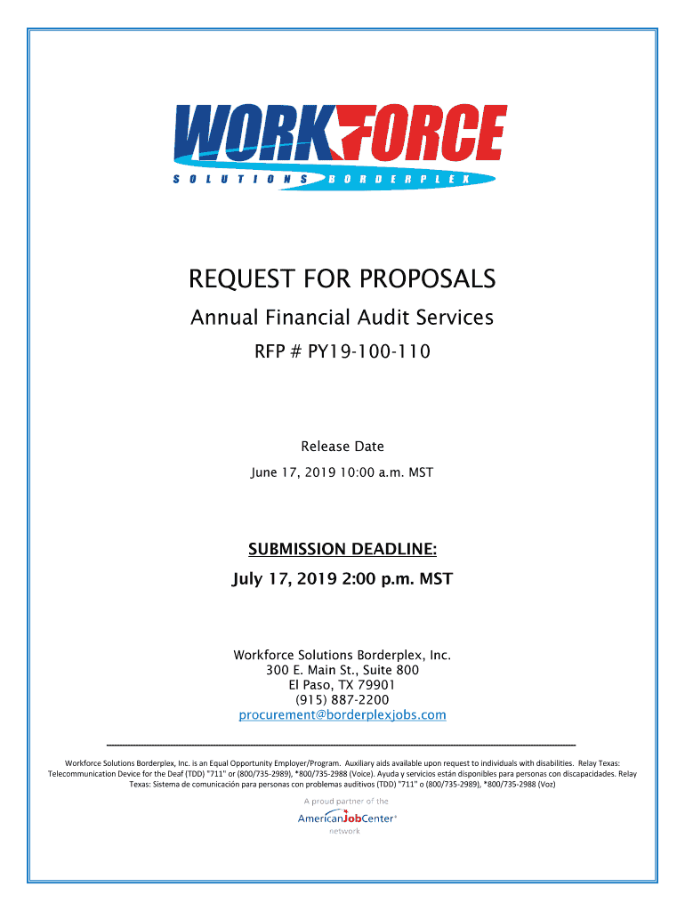 Fillable Online 1 REQUEST FOR PROPOSALS (RFP) ANNUAL FINANCIAL AUDIT ...
