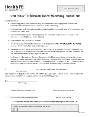 Fillable Online Heart Failure/COPD Remote Patient Monitoring Consent ...