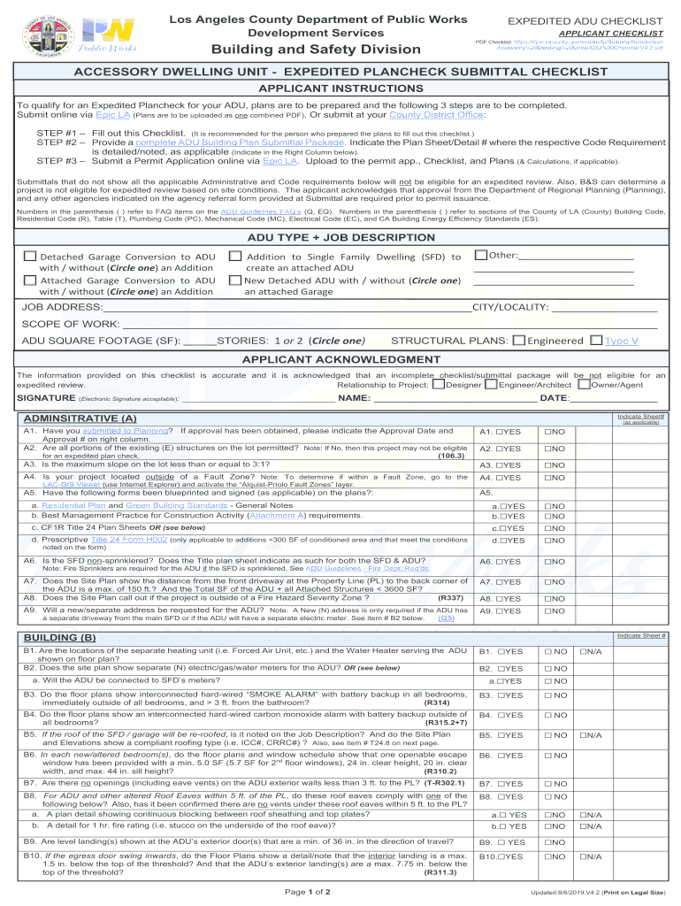 Fillable Online dpw lacounty ADUDRP - Los Angeles County Department of ...