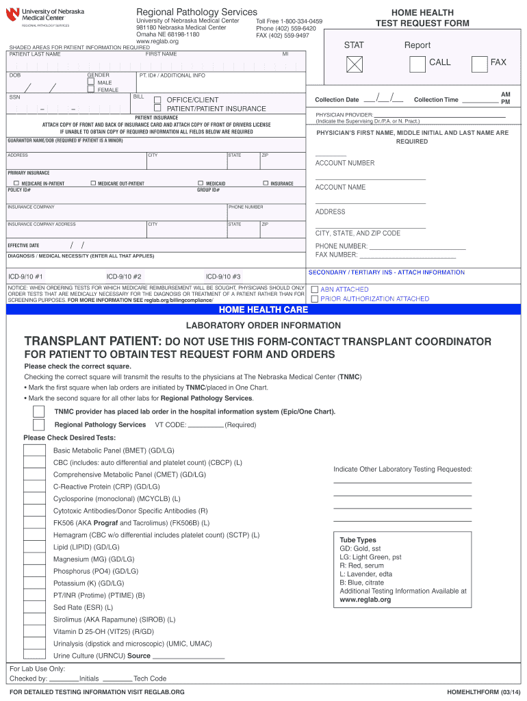 Fillable Online Client Services - reglab - Regional Pathology Services Fax Email Print - pdfFiller