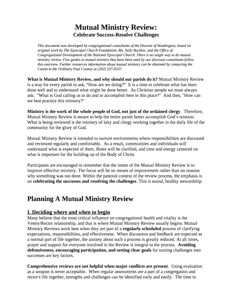 Mutual Ministry Review - The Episcopal Diocese of Northern California ...