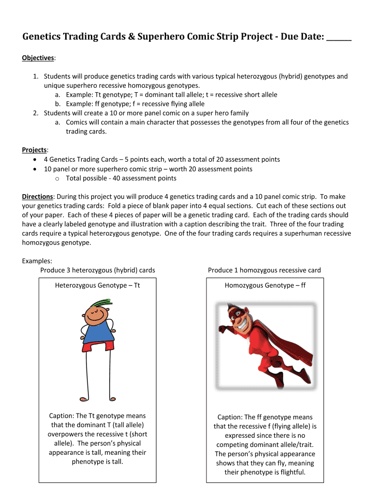 Superhero Genetics Project - Fill Online, Printable, Fillable, Blank ...