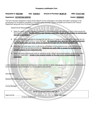 Fillable Online Emergency Justification Form Requisition #: REQ1509 ...