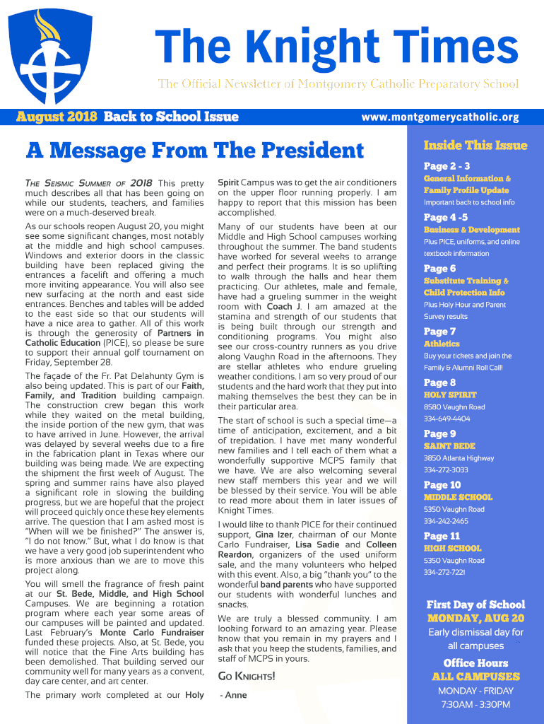 Fillable Online The Knight Times - montgomerycatholic.org Fax Email ...
