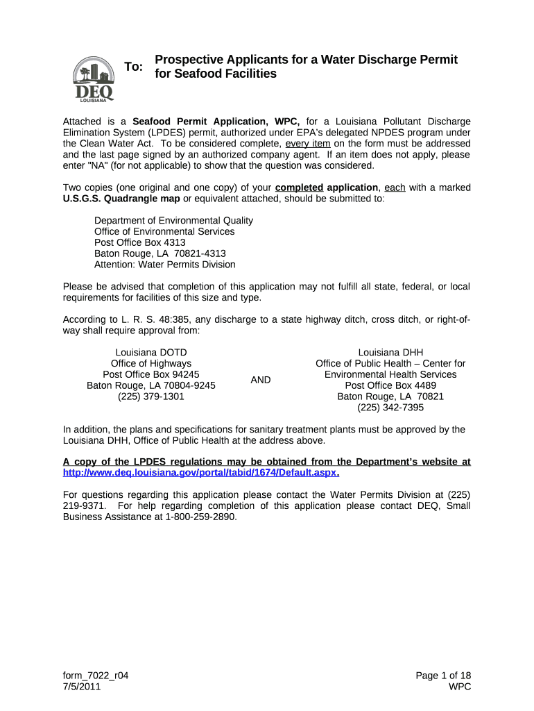 Louisiana Pollutant Discharge Elimination System (LPDES ... Doc ...
