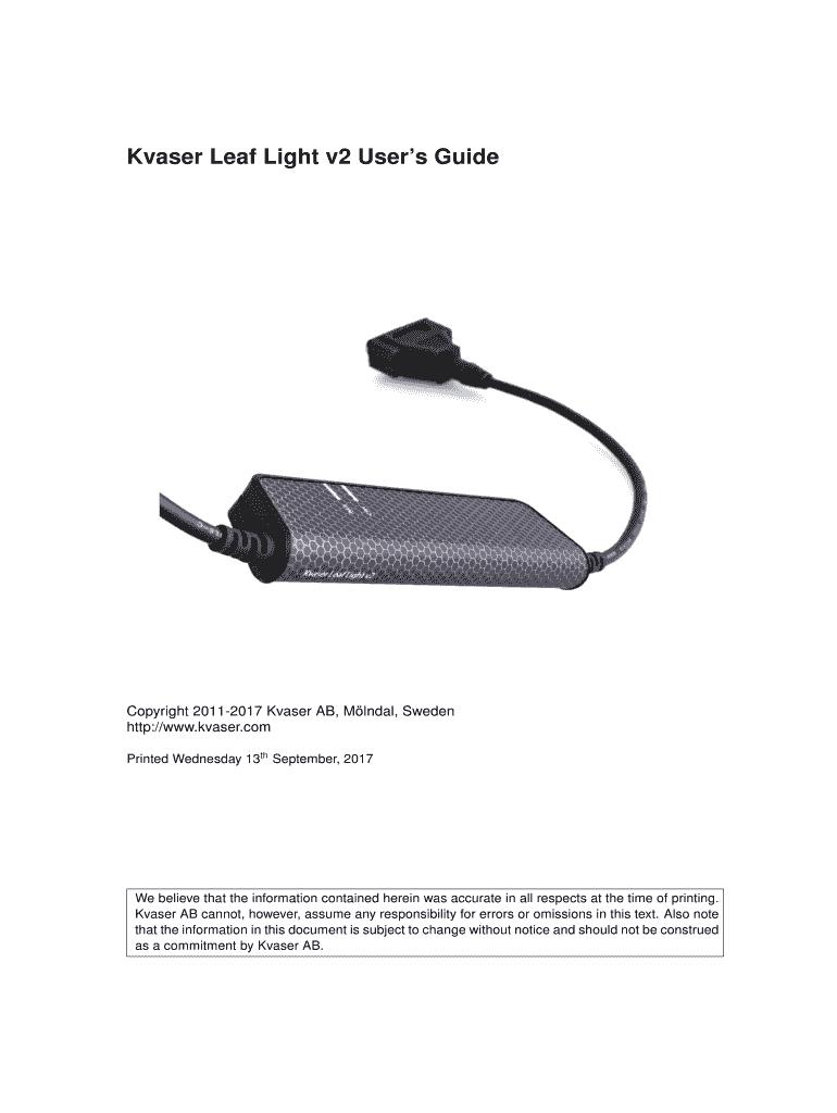 Fillable Online Kvaser Leaf Light v2 User's Guide Fax Email Print ...