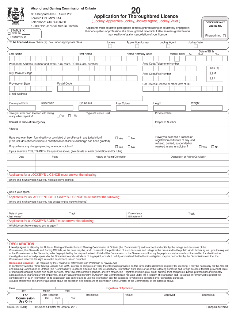 Fillable Online Alcohol and Gaming Commission of Ontario 20 - agco.ca ...