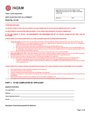 Fillable Online APPLICATION FOR ALLOTMENT Date Form No. 3-1-01 Fax ...
