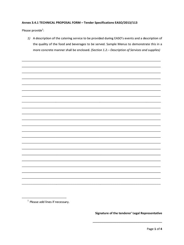 Fillable Online 1 TECHNICAL PROPOSAL FORM Tender Specifications EASO ...