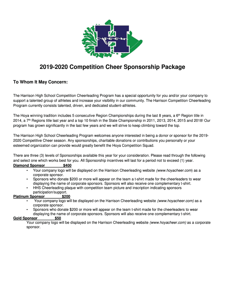 Fillable Online Cheer Sponsorship - Seven Lakes Fax Email Print - pdfFiller