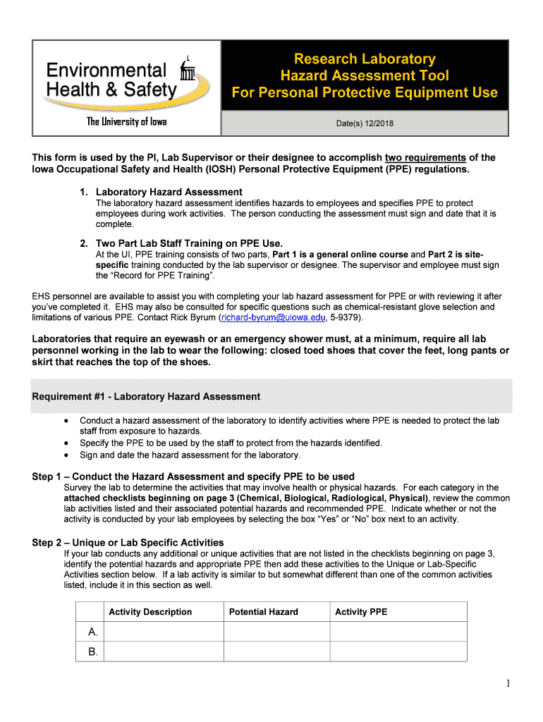 Fillable Online ehs research uiowa Laboratory Hazard Assessment Tool ...